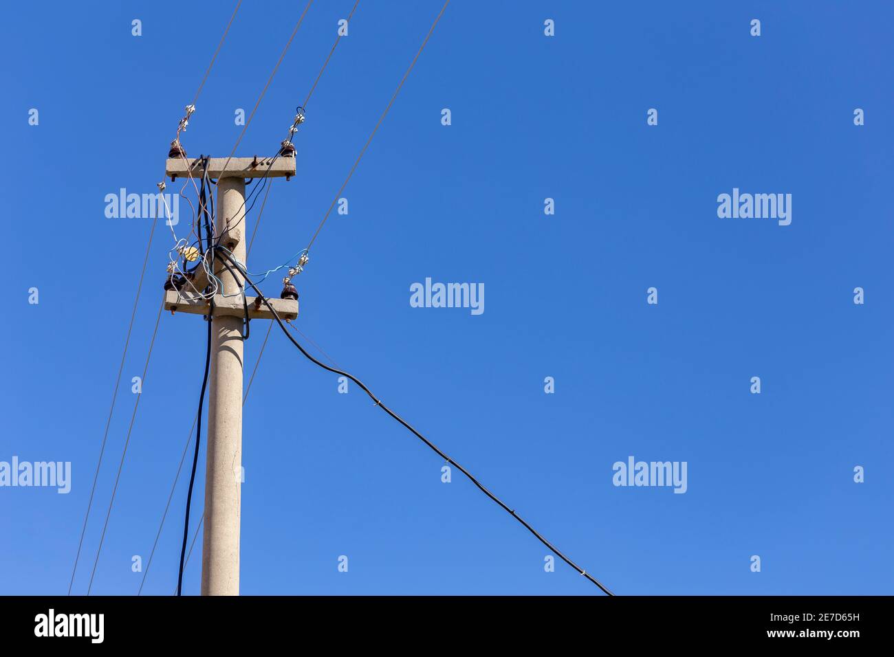 Old electricity pole and blue sky in Turkey Stock Photo - Alamy