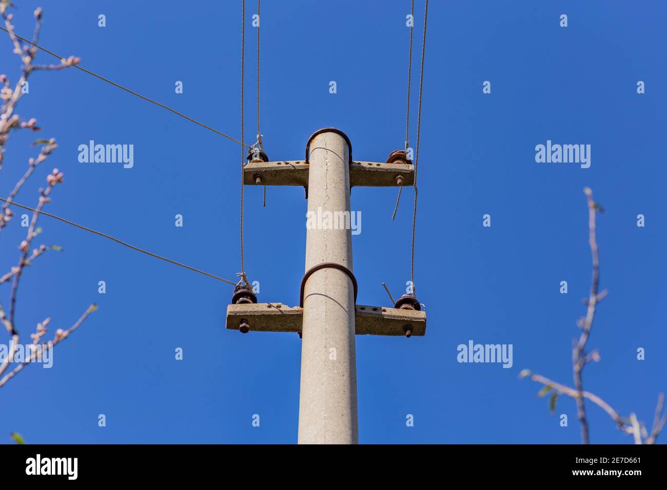 Old electricity pole and blue sky in Turkey Stock Photo - Alamy