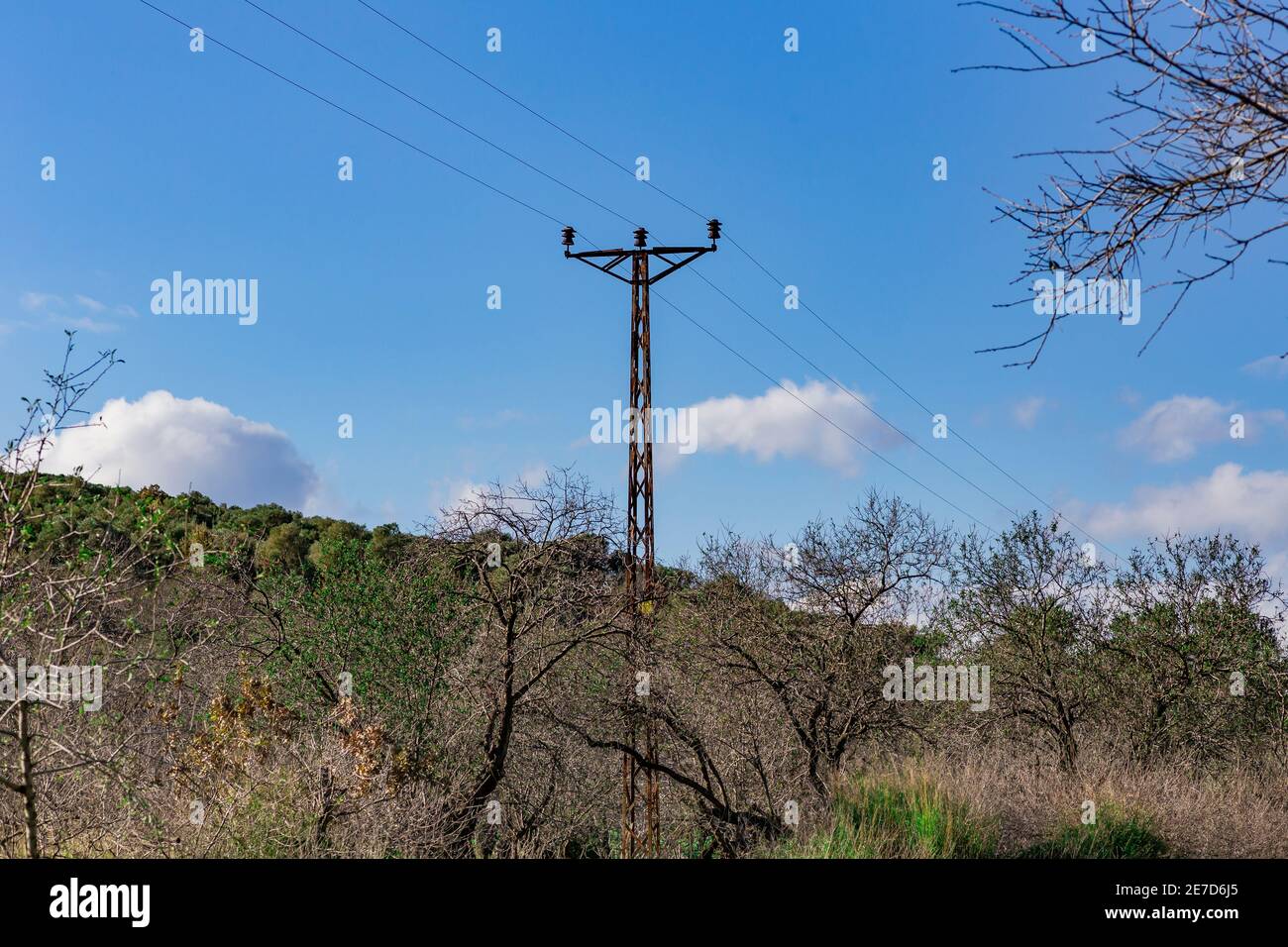 Old electricity pole and blue sky in Turkey Stock Photo - Alamy