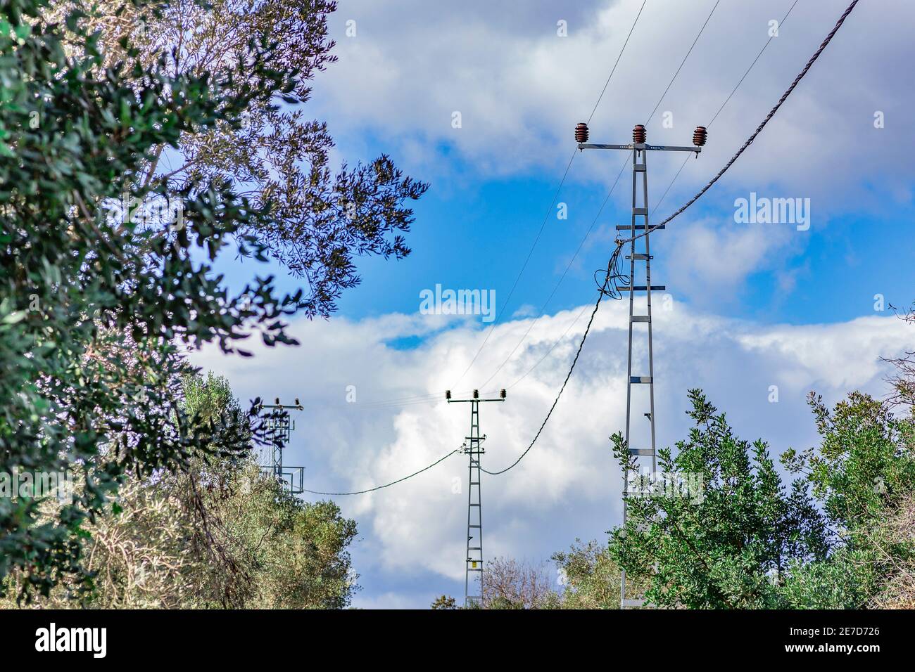 Old electricity pole and blue sky in Turkey Stock Photo - Alamy