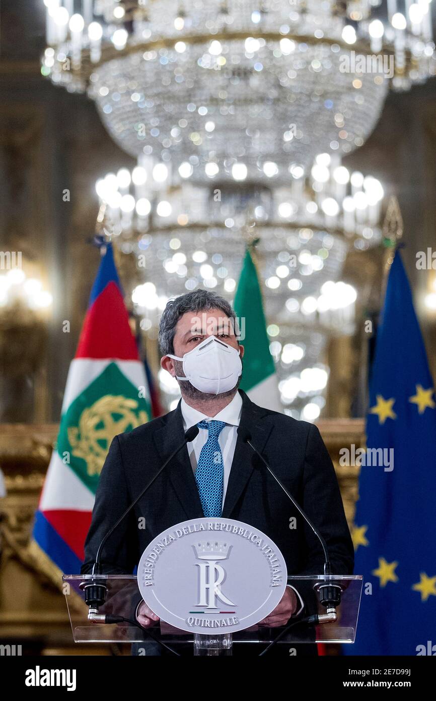 The President of the Chamber of Deputies Roberto Fico attends a press ...