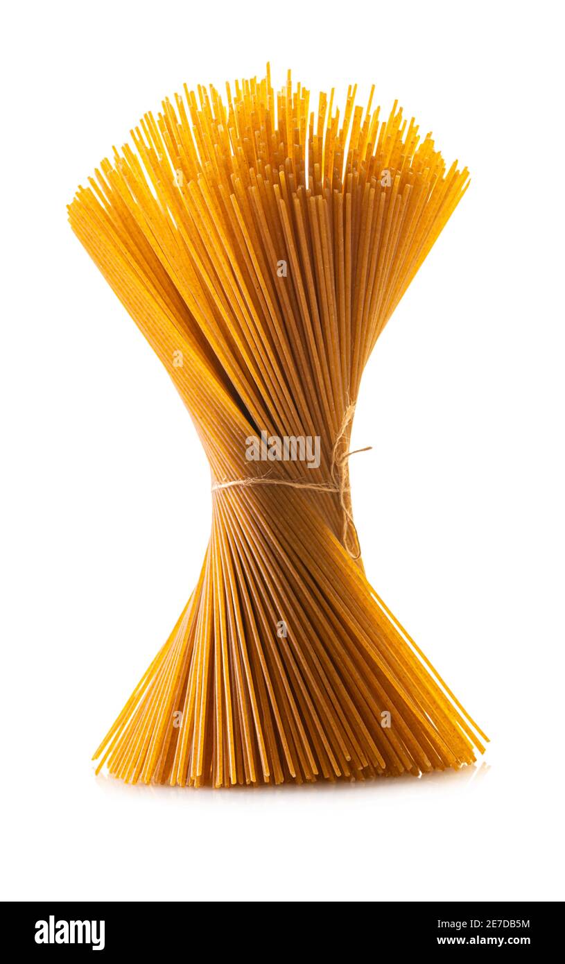 raw spaghetti closeup on white isolated background Stock Photo - Alamy