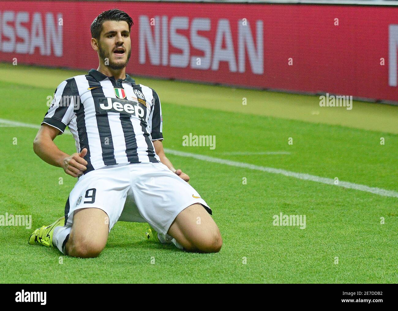 BERLIN, GERMANY - JUNE 6, 2015: Alvaro Morata celebrates after scoring ...