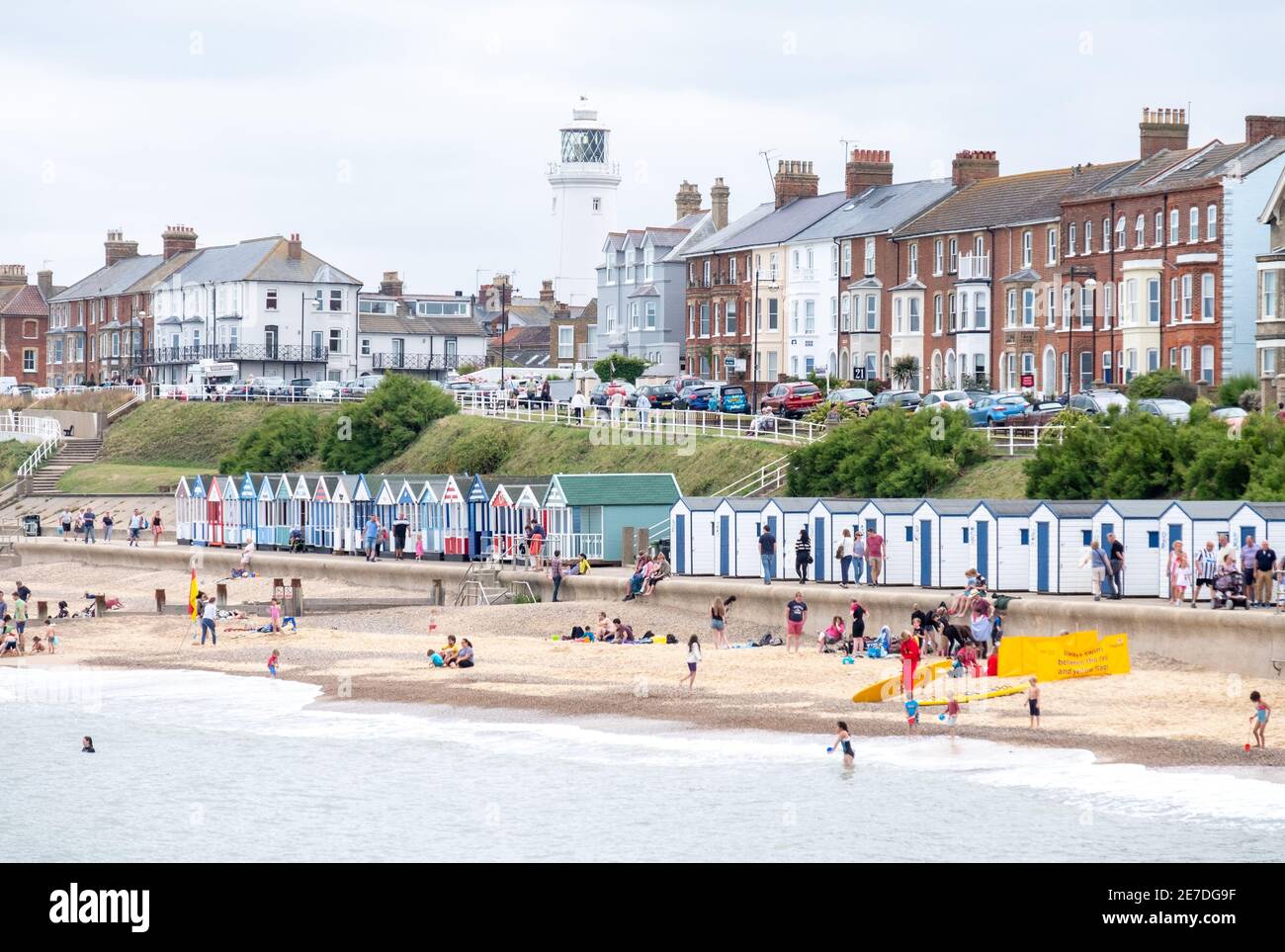 Traditional English beach and seafront at Southwold in Suffolk Stock ...