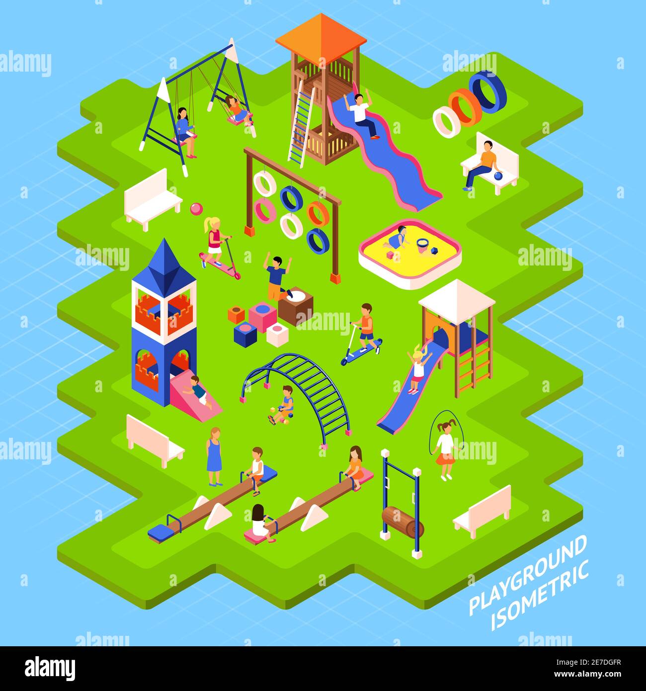 Children playing on slides Stock Vector Images - Alamy