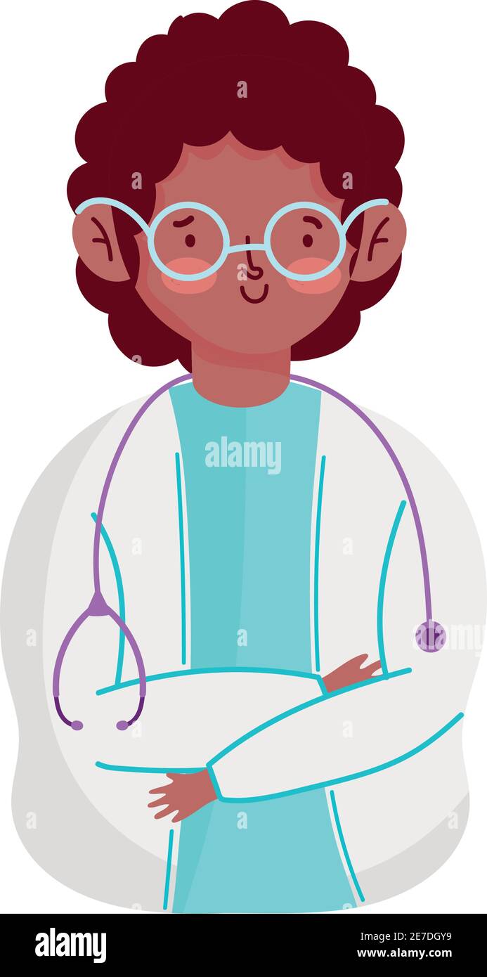 physician cartoon with stethoscope white background vector illustration ...