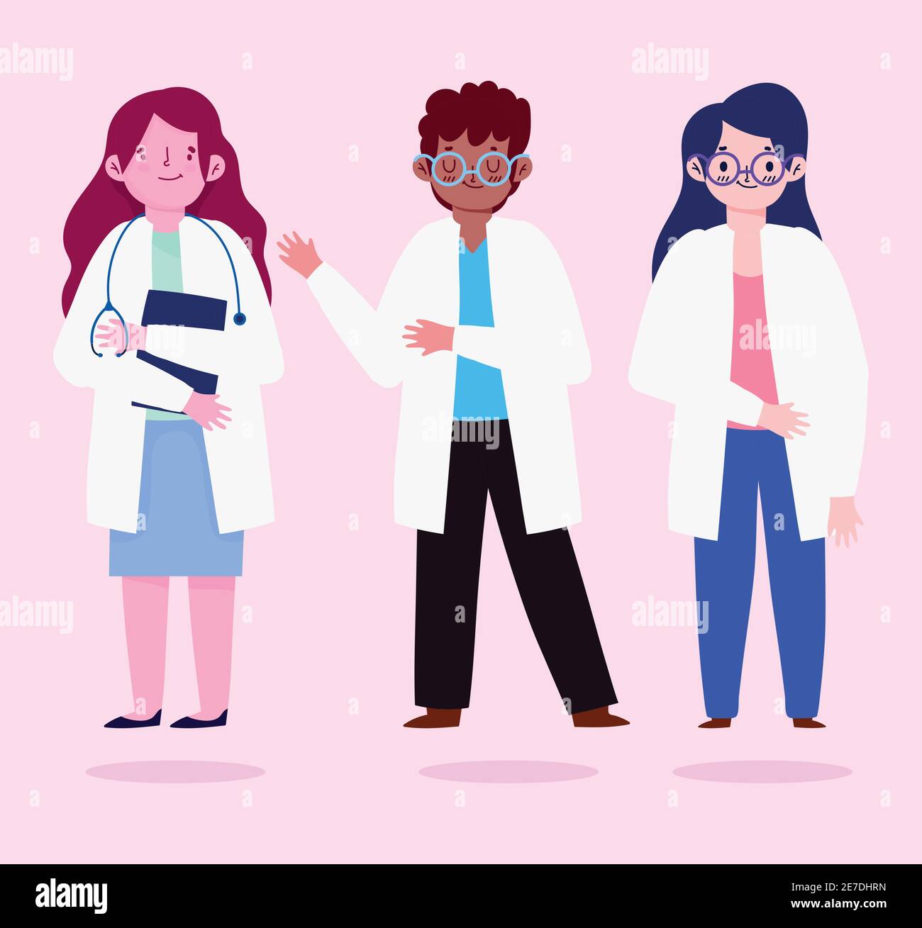 group doctors medical characters professional cartoon vector ...