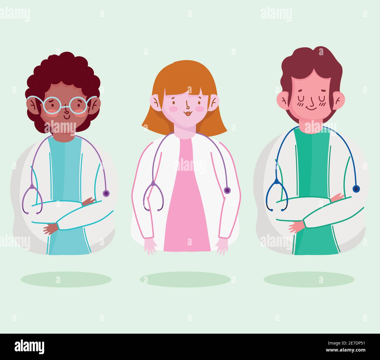 physicians staff medical female and male characters vector illustration ...