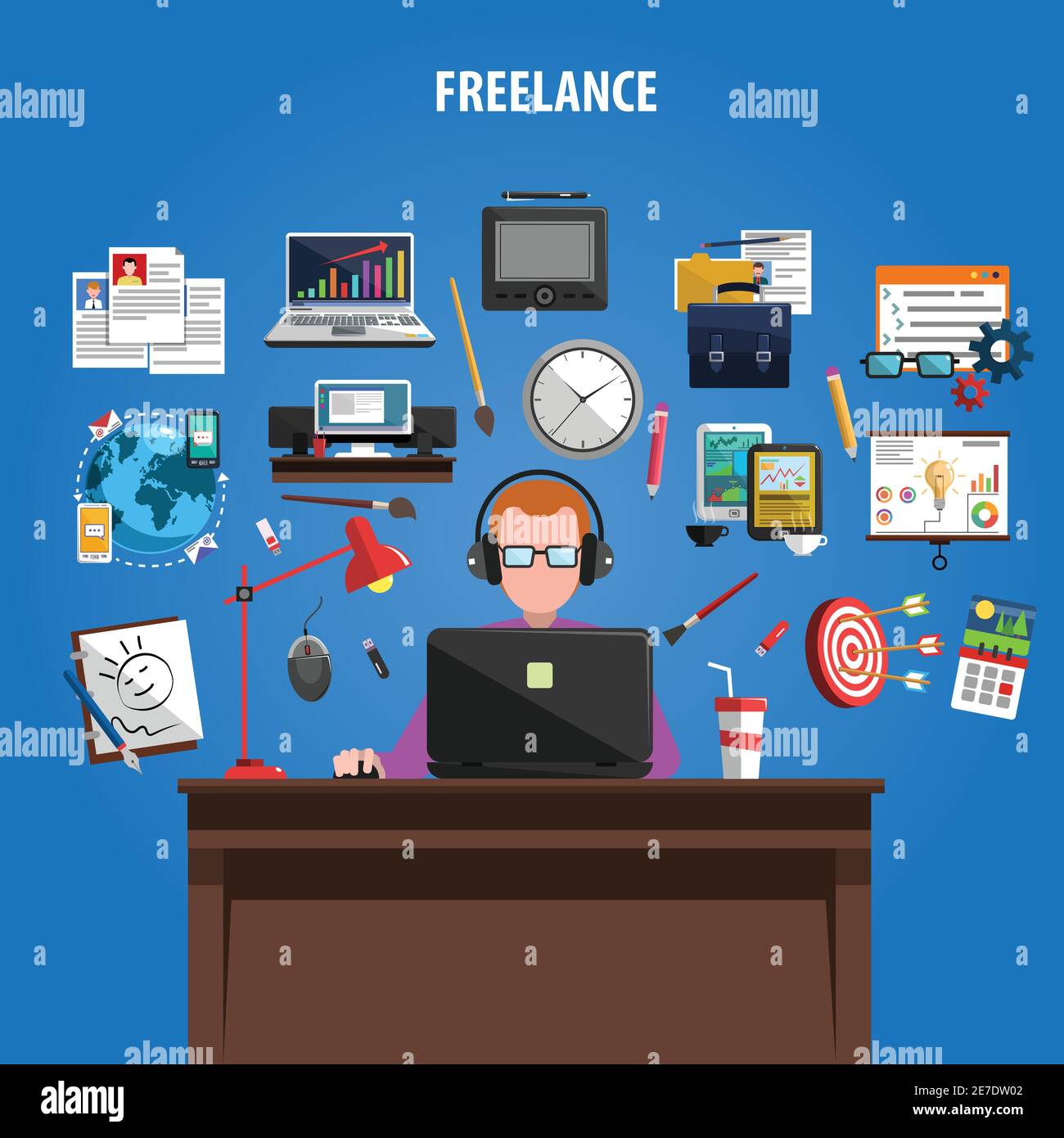 Freelance opportunities for creative jobs concept pictograms ...