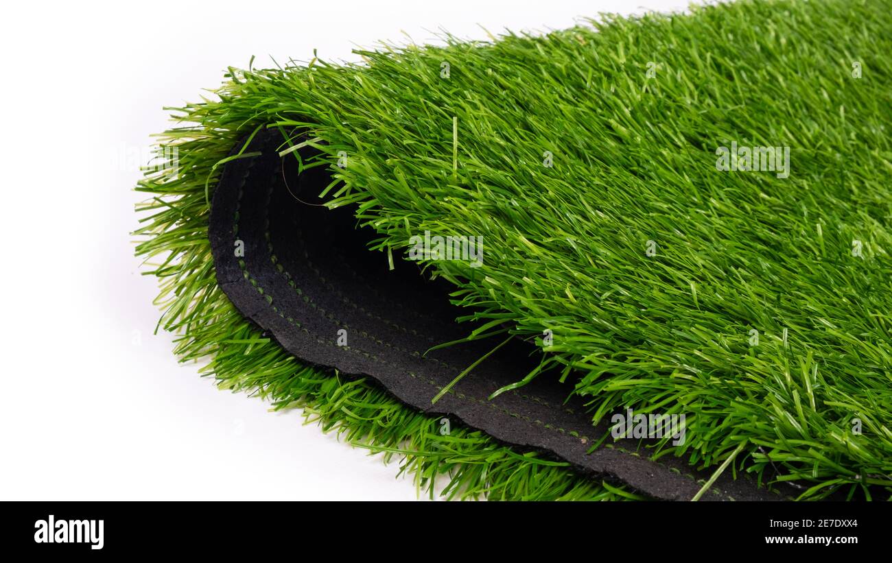 plastic grass, artificial turf for sports grounds close up Stock Photo ...