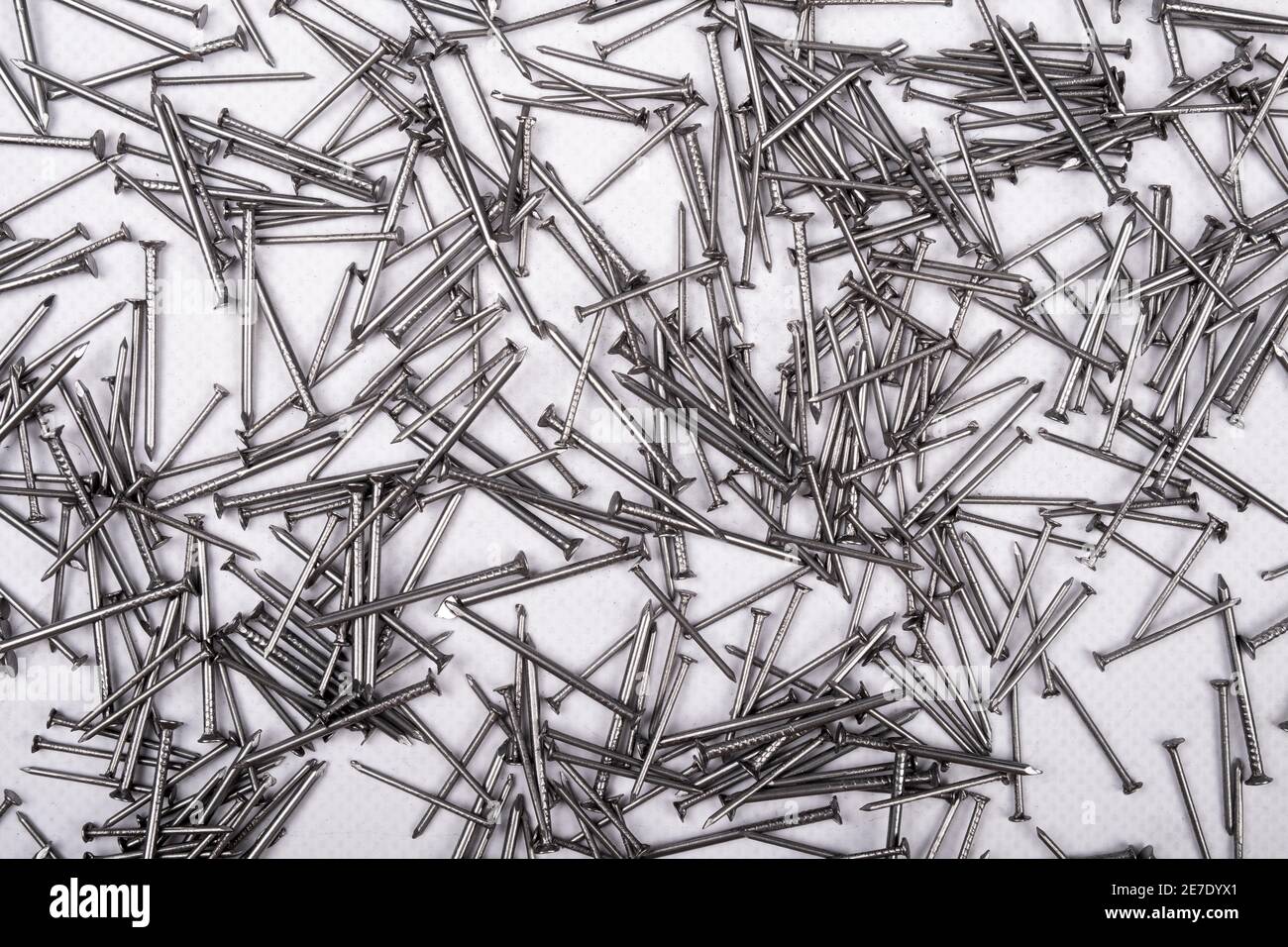 small nails top view on white background Stock Photo - Alamy