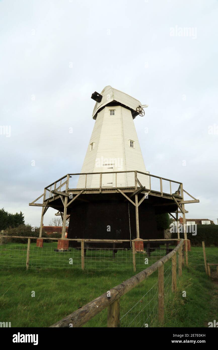 White smock windmill without sweeps, Woodchurch, Ashfrod, Kent, England ...