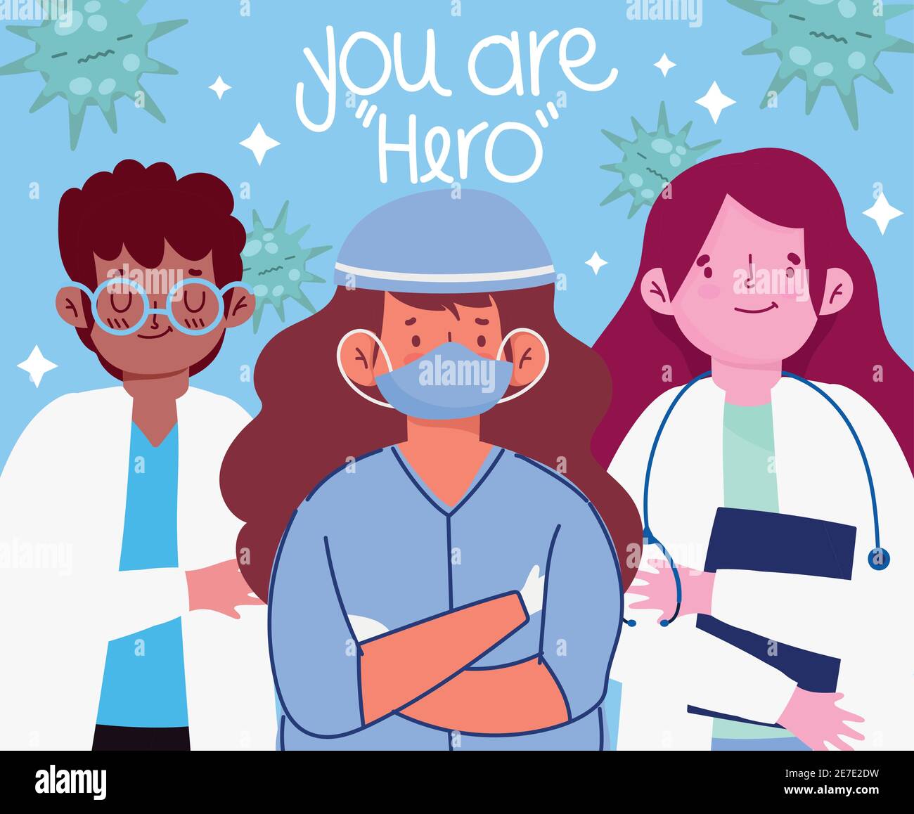 you are hero, group medical staff characters with uniform vector ...