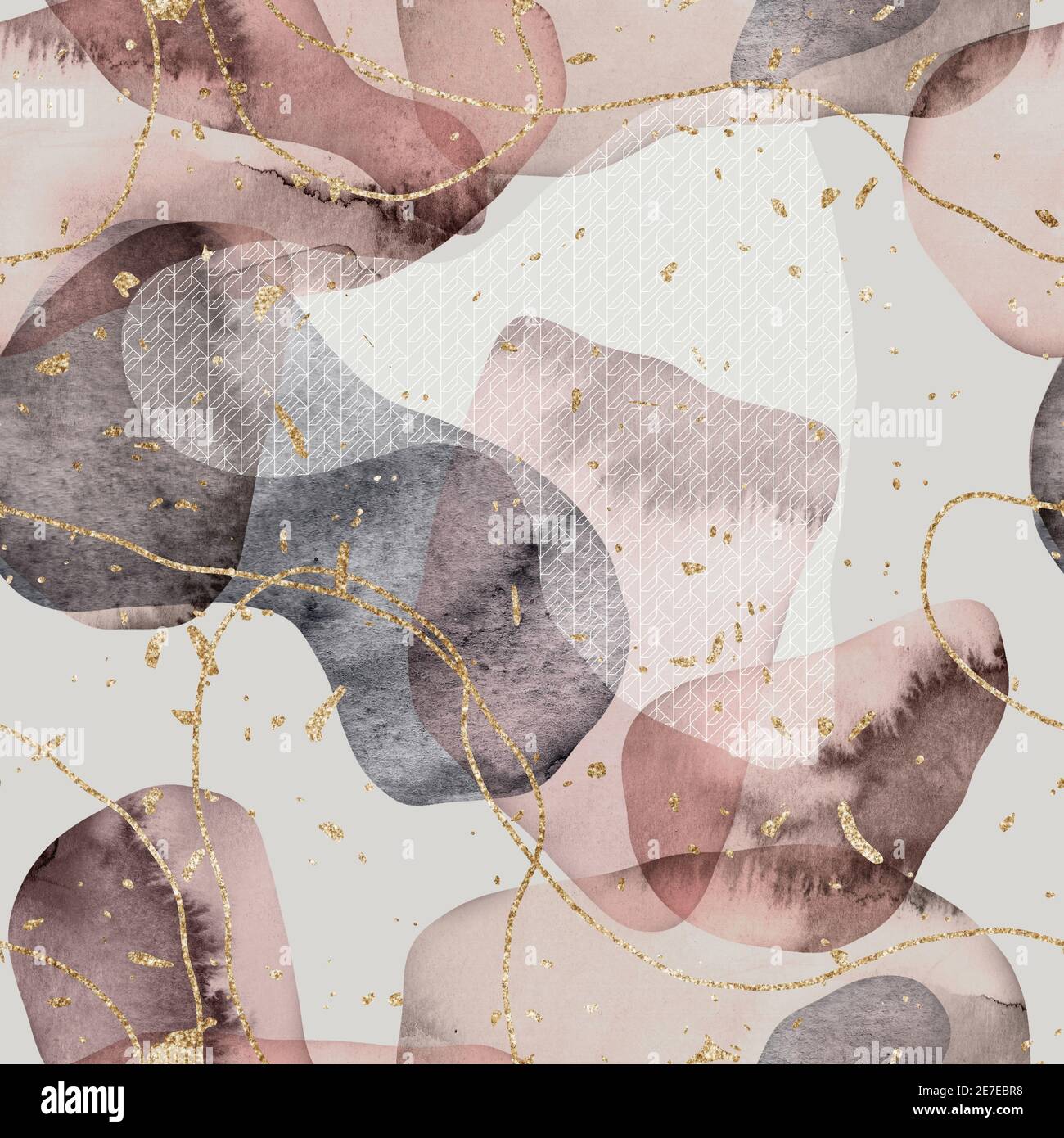 Seamless minimalist abstract paint and gold blobs Stock Photo - Alamy