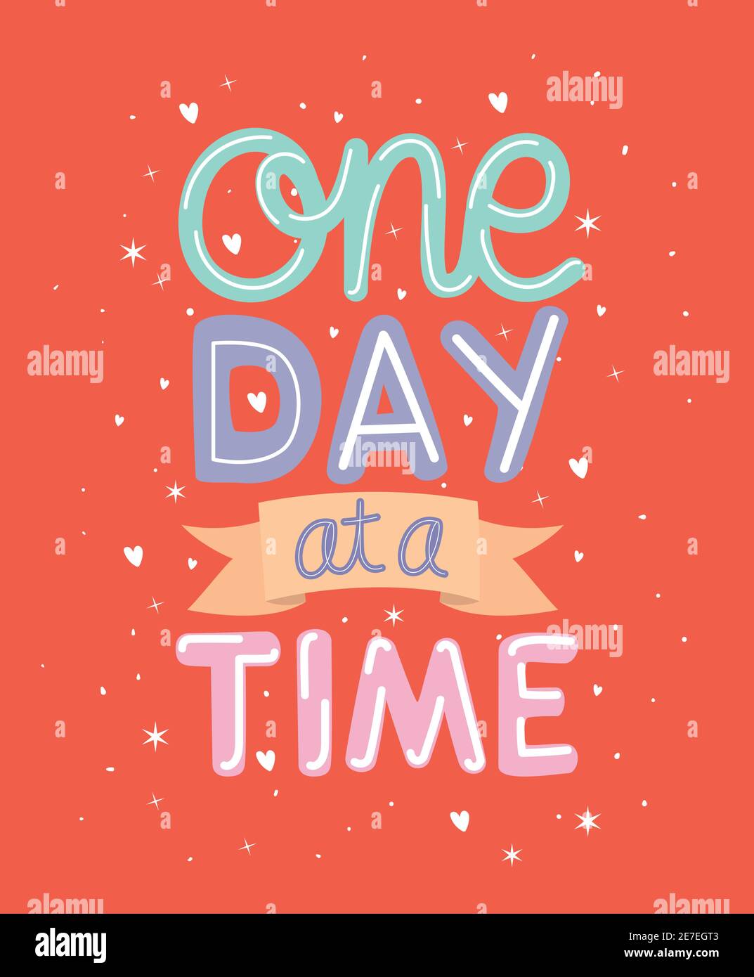 one day at a time lettering on red background Stock Vector Image & Art ...