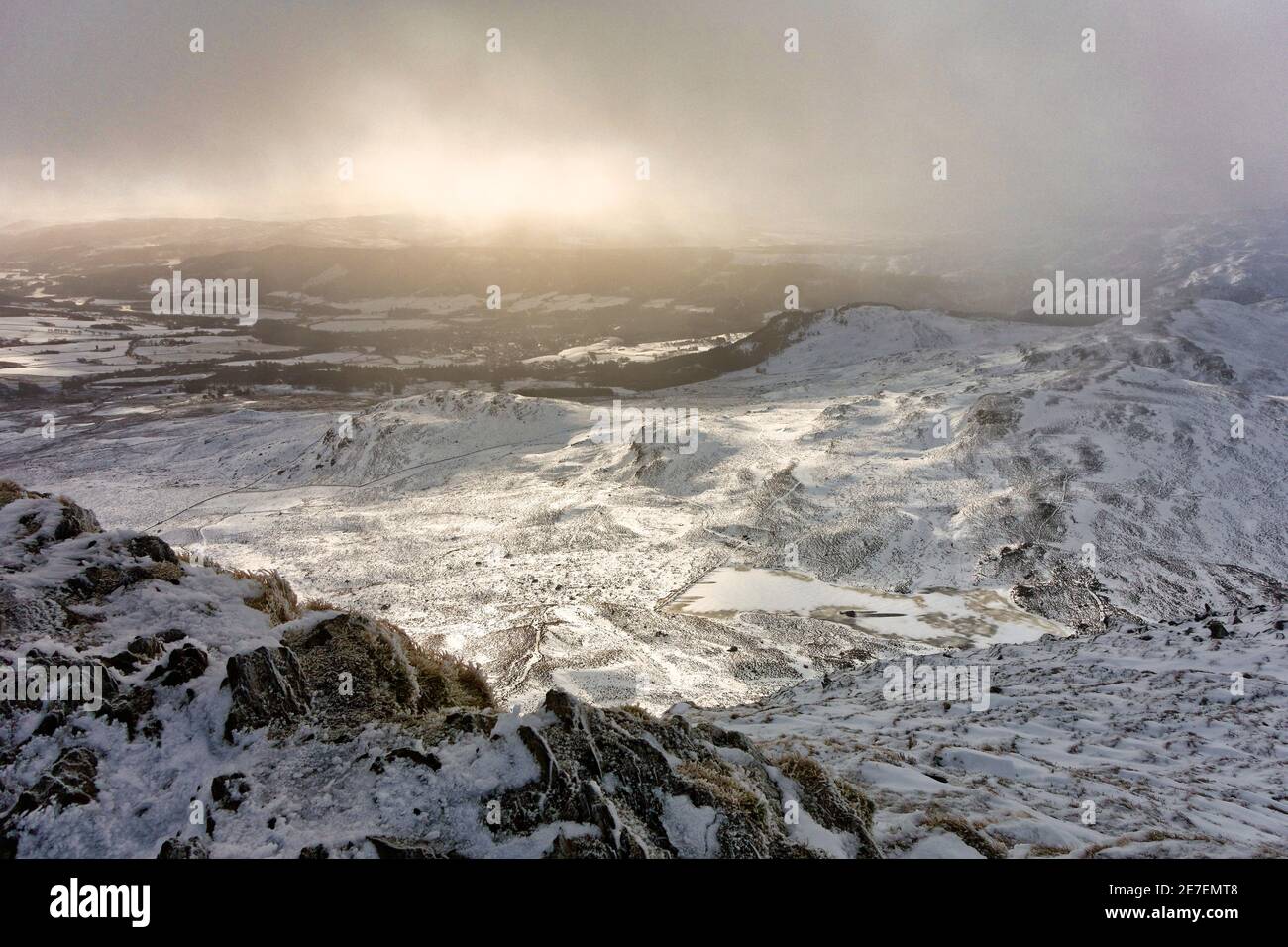 The view from the path to the summit of Ben Vrackie, near Pitlochry ...