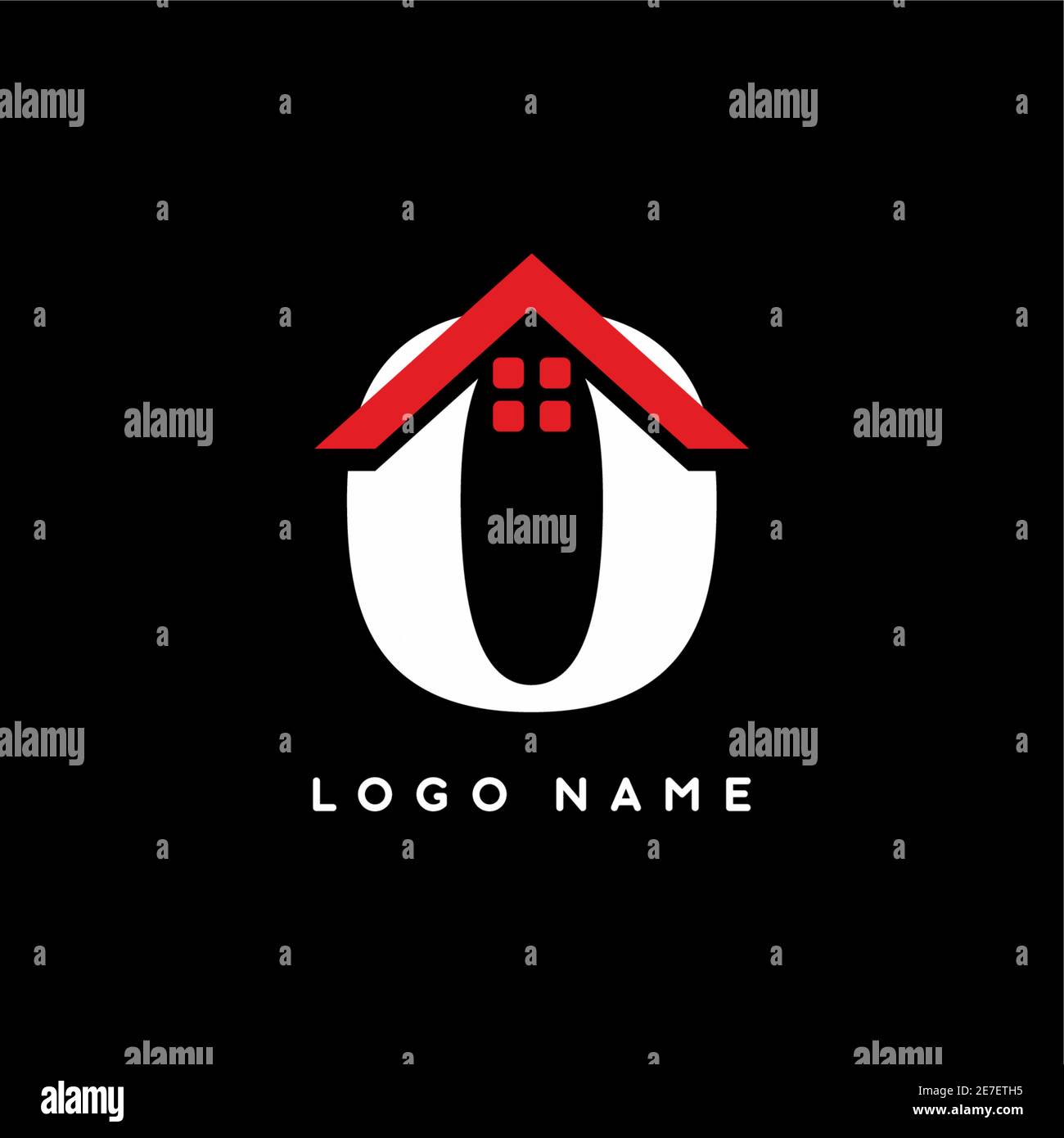 O initial letter with house sign for real estate logo template for ...
