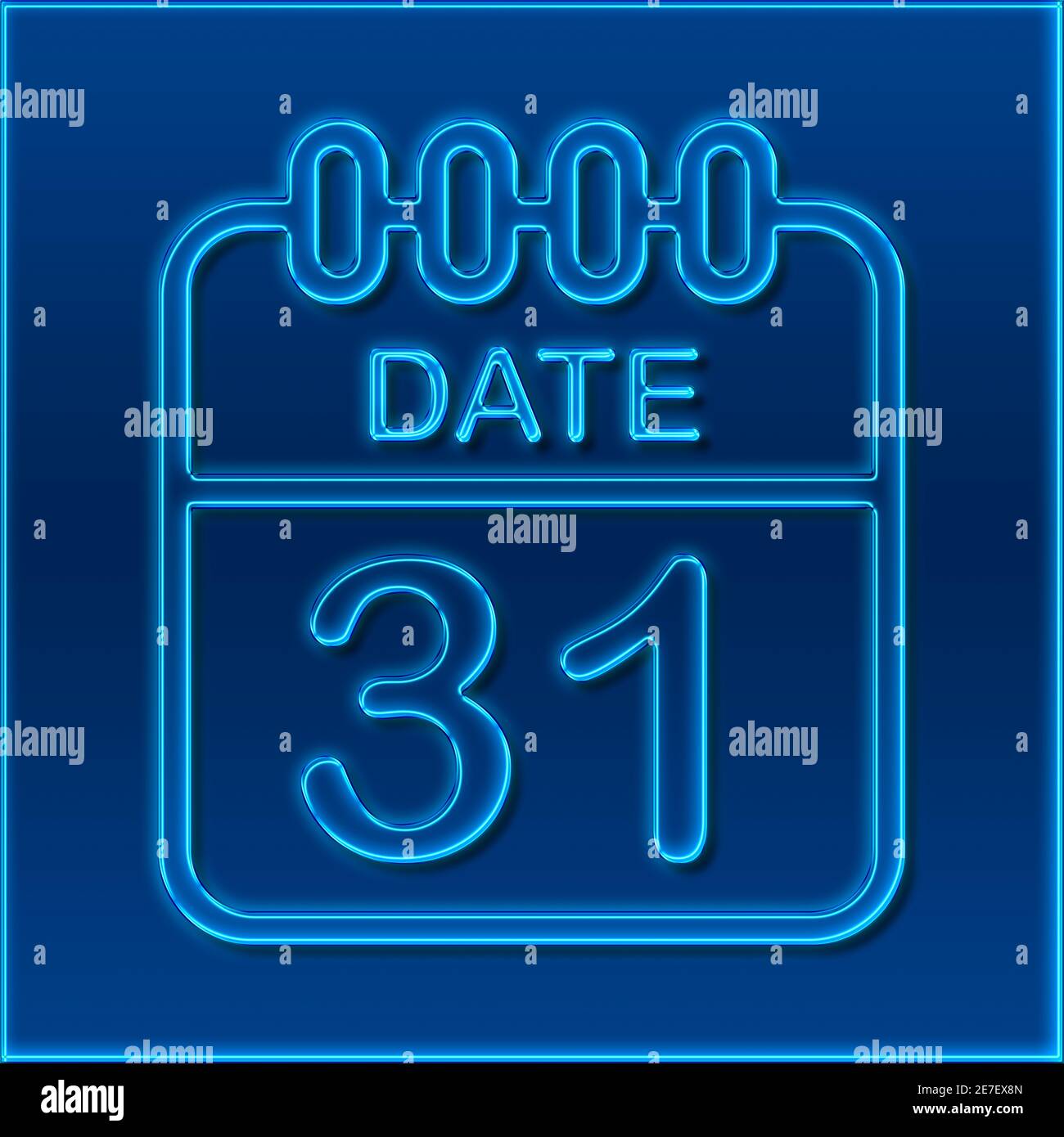 A calendar in the design of a blue neon sign shows the date 31 | Ein ...