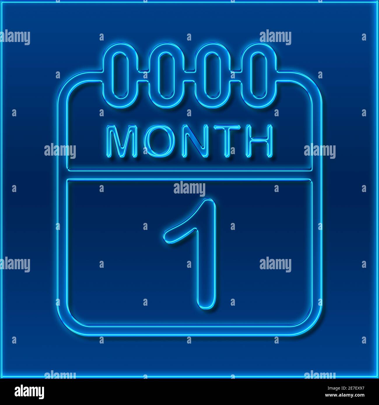A calendar in the design of a blue neon sign shows the Month 1 | Ein ...