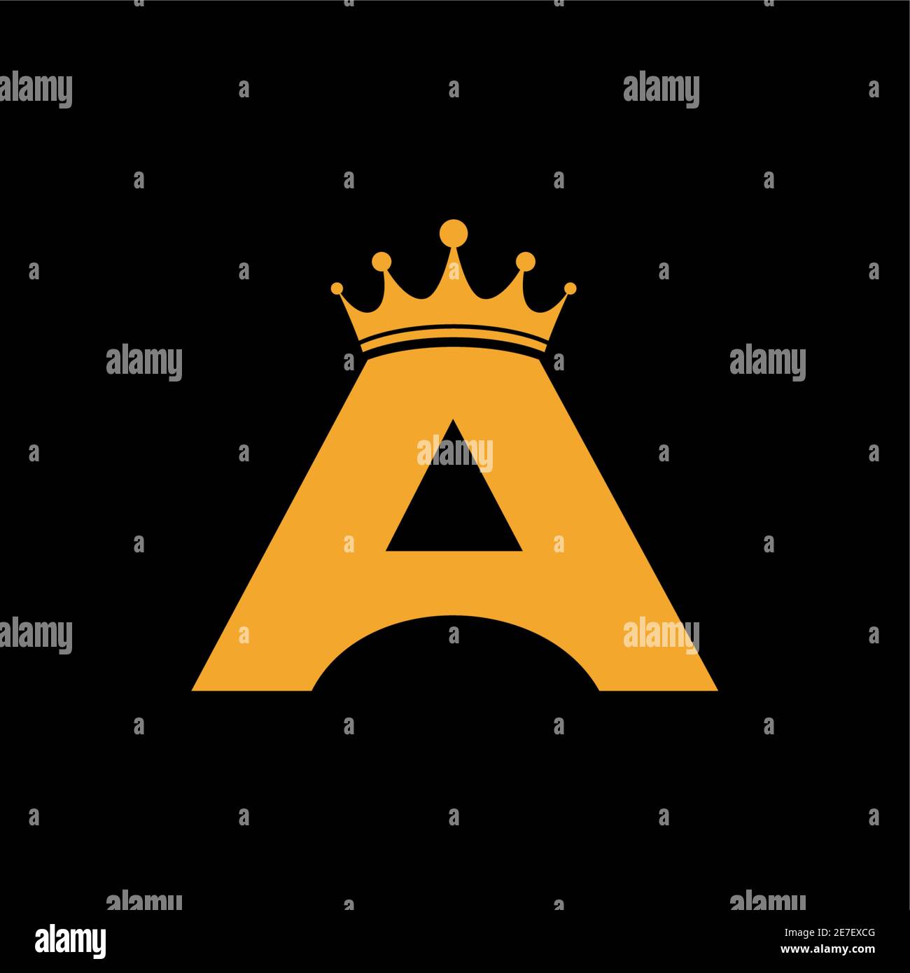 Letter A initial gold with crown vector logo template for business ...