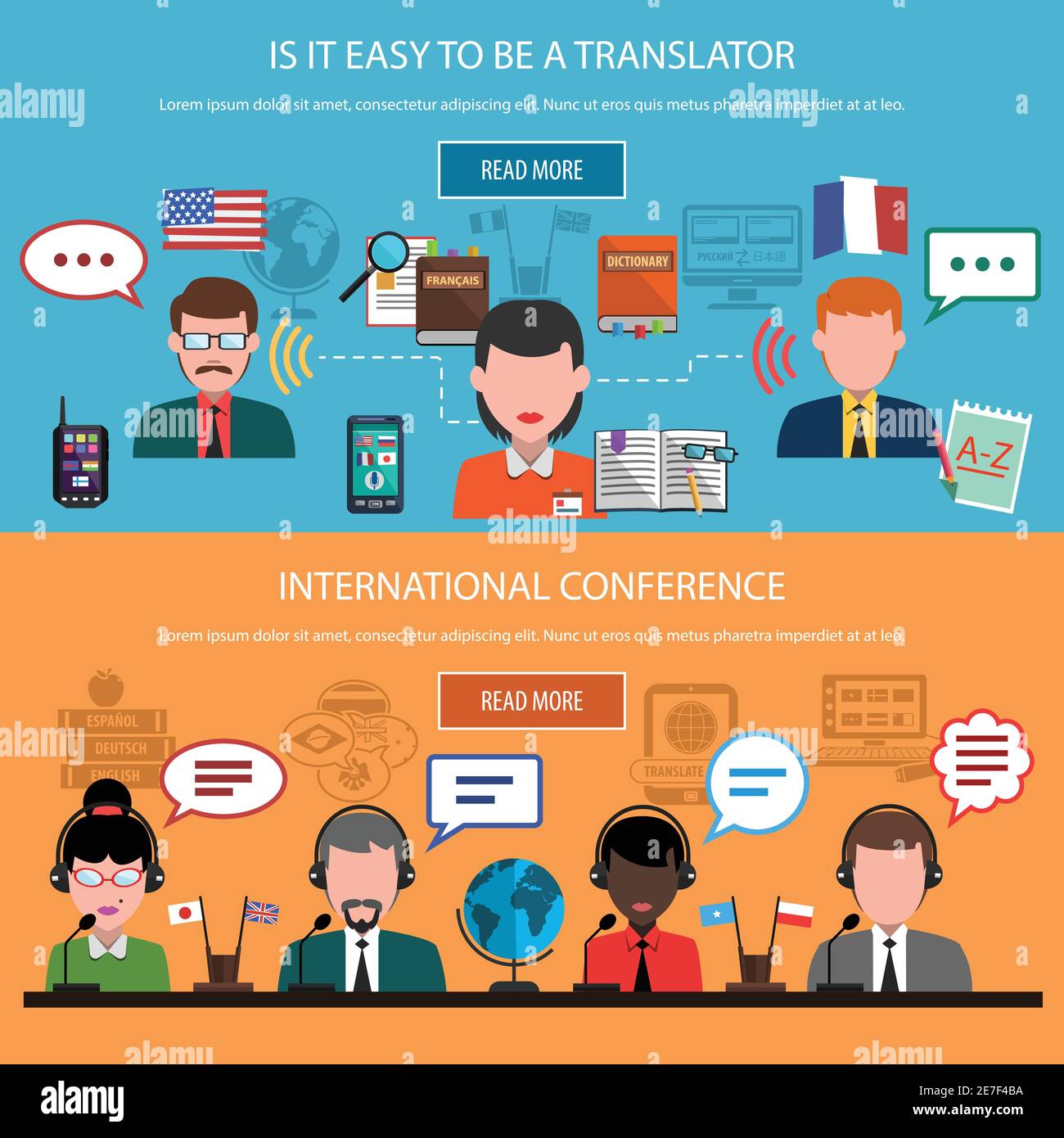 Translation horizontal banners with real time interpretation and ...