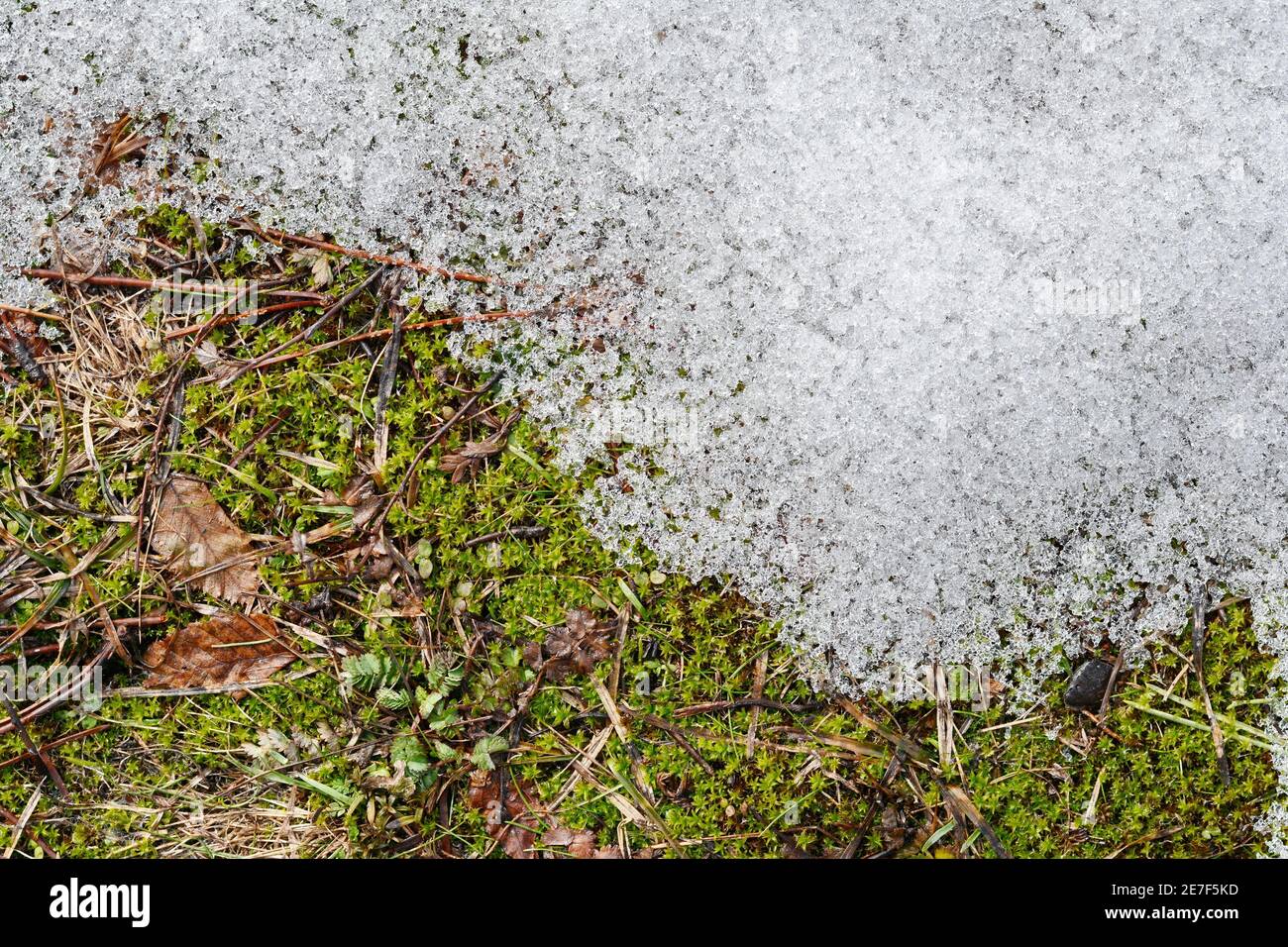 The end of winter. Snow photographed in the winter season, which ...