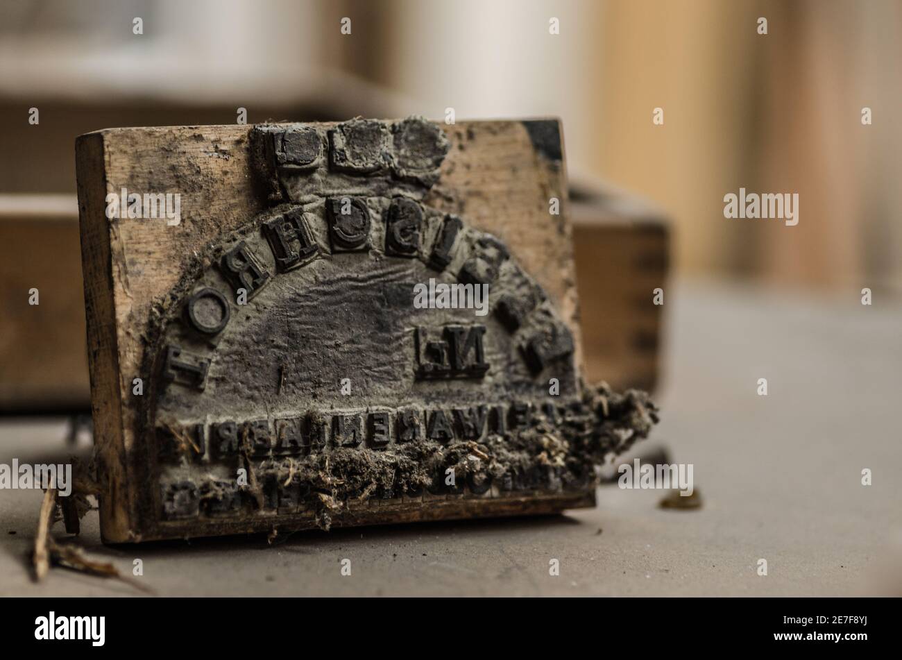 old stamp from wood in a factory Stock Photo - Alamy