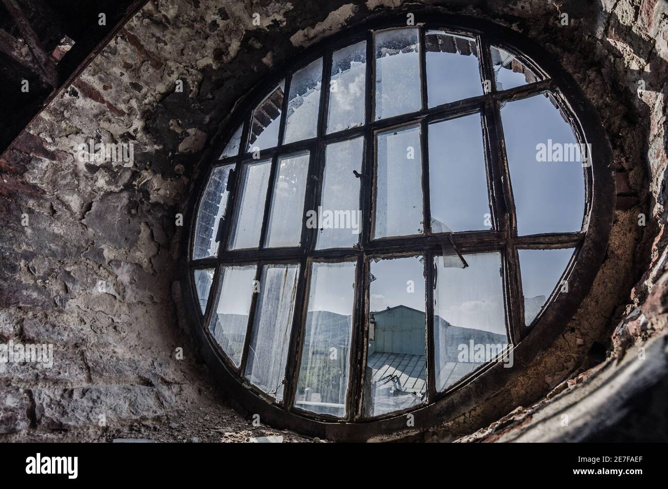 round old window in factory Stock Photo - Alamy