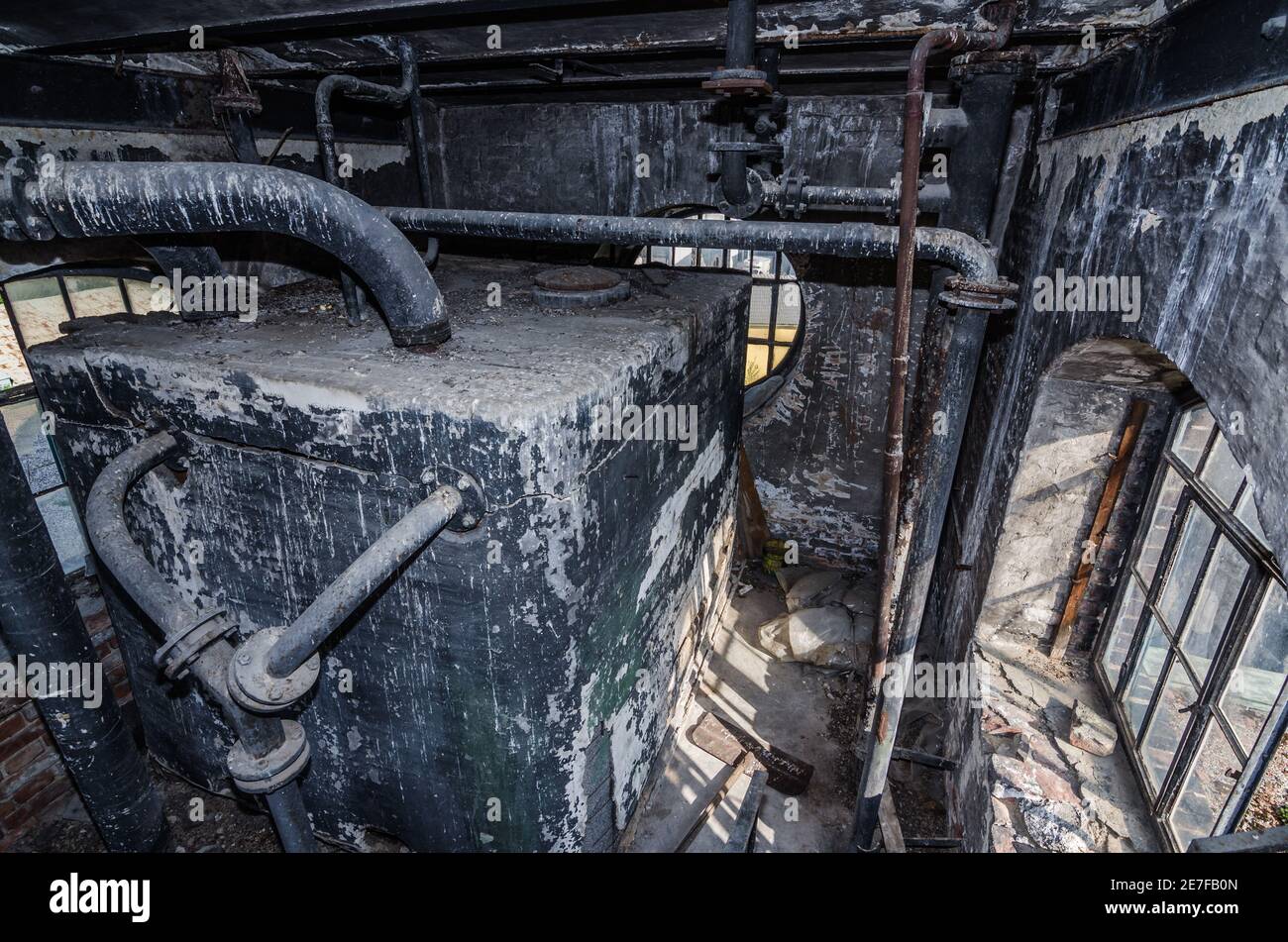 old heating system in an abandoned factory Stock Photo - Alamy