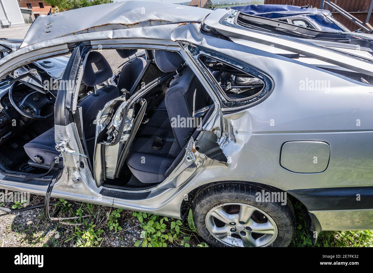 silver car accident sideview Stock Photo - Alamy