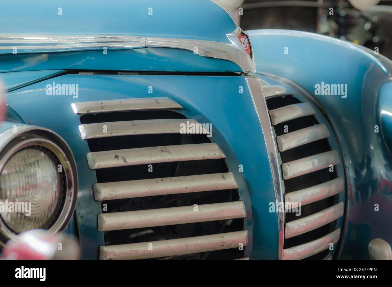 old blue classic car car front view Stock Photo - Alamy