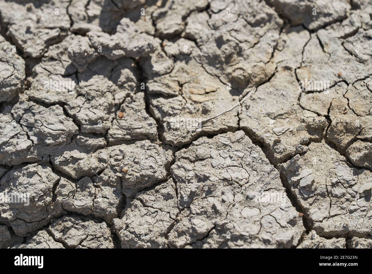 Dry and cracked desert ground in the arid region of coastal patagonia ...
