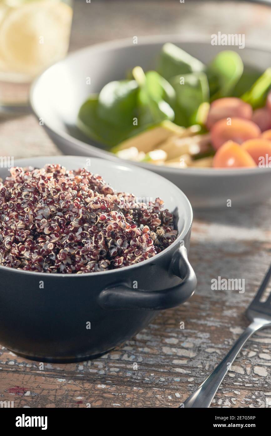 Bowl of soaked quinoa with sprouts for a vegan meal Stock Photo - Alamy