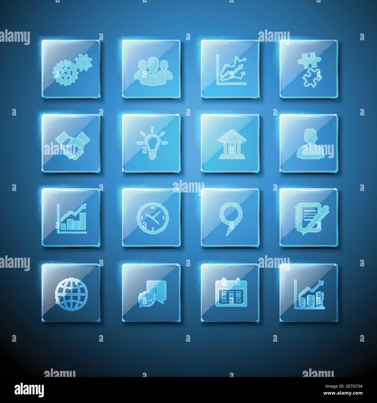 Icons set of transparent glass plates with web infographic business ...