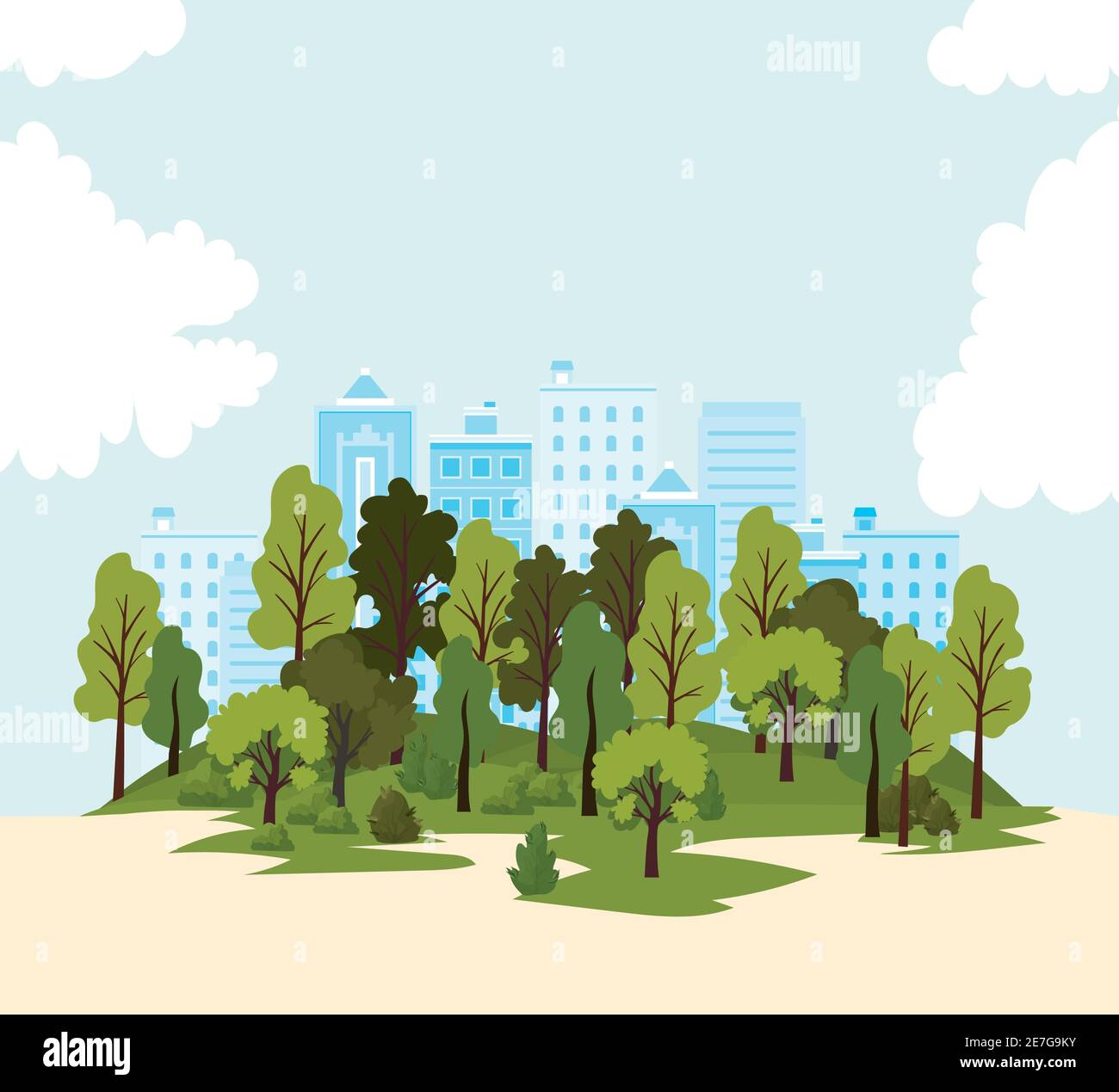 landscape with building, trees and roads Stock Vector Image & Art - Alamy