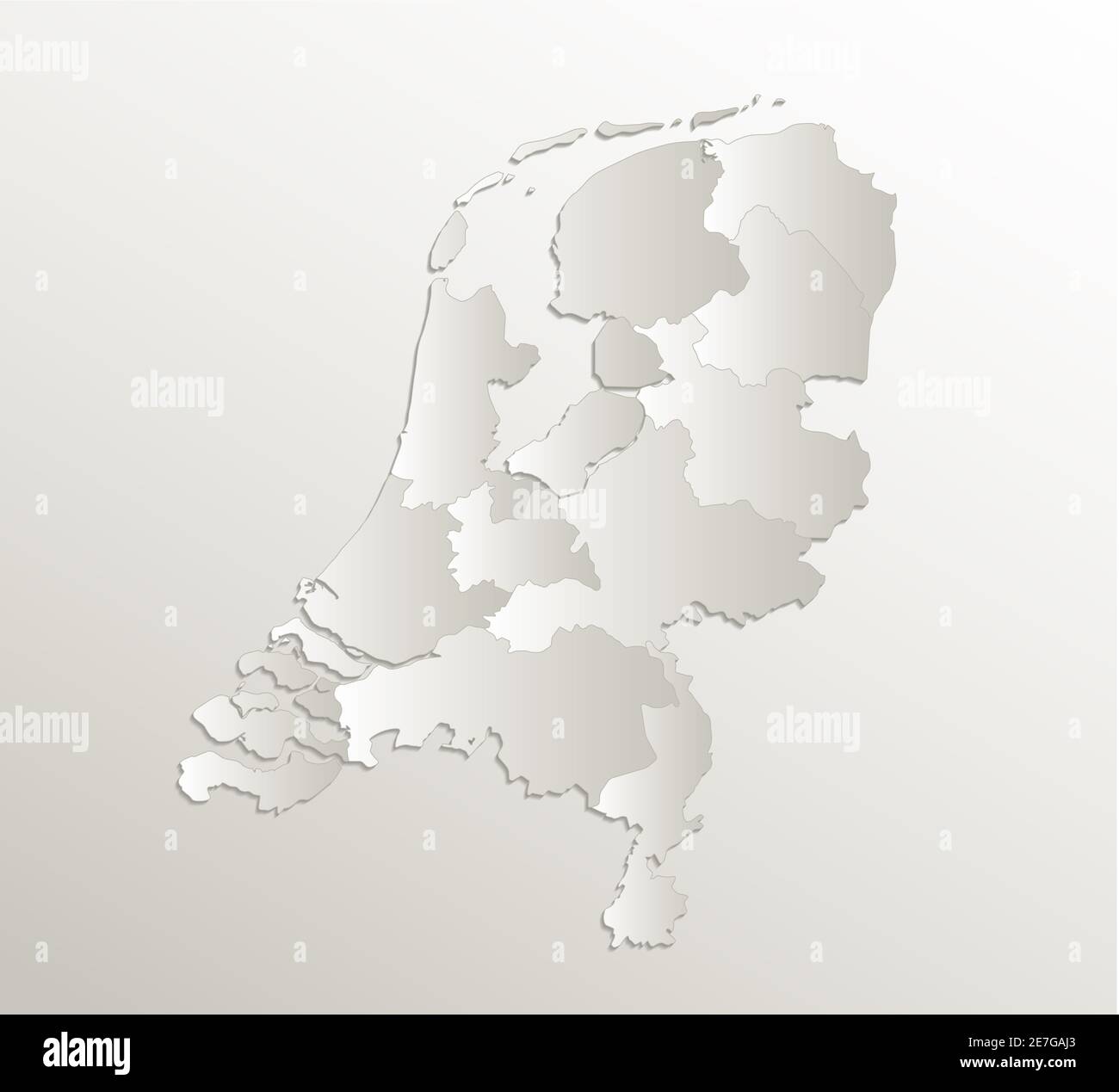 Netherlands map, administrative division, separate regions, card paper ...