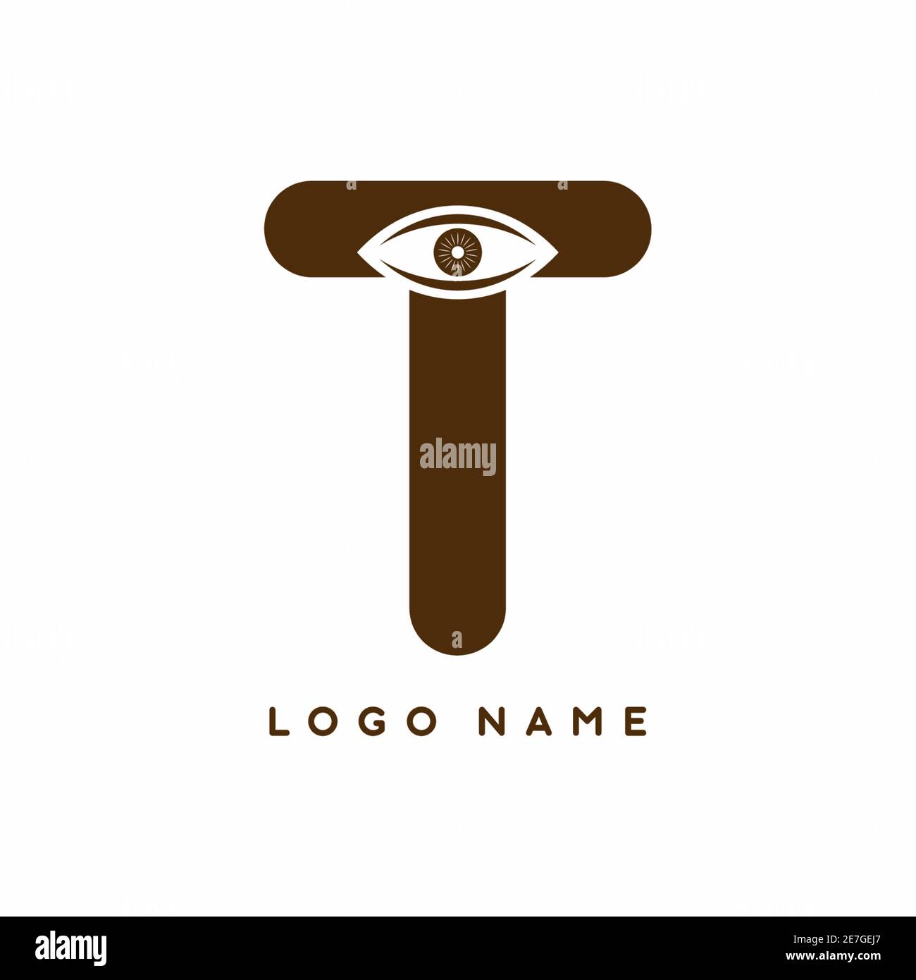 Brown T initial letter with eye logo template for your business purpose ...