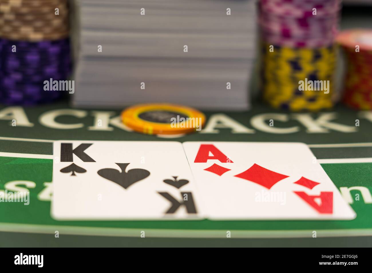 A Casino Black Jack table Stock Photo - Alamy