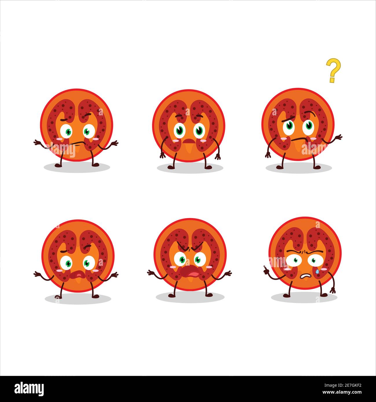 Cartoon character of slice of tamarillo with what expression Stock ...