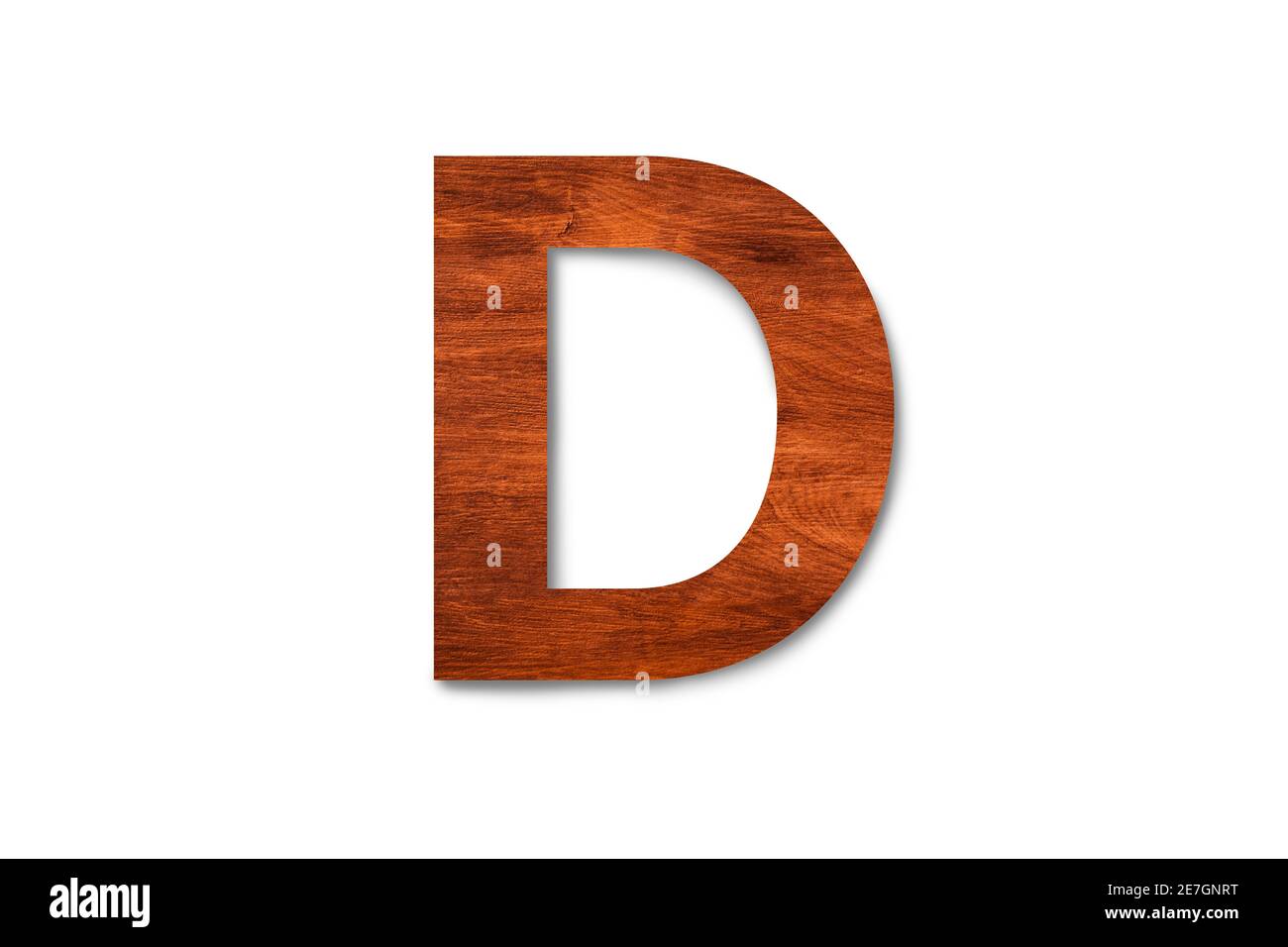 Modern wooden alphabet letter D isolated on white background with ...