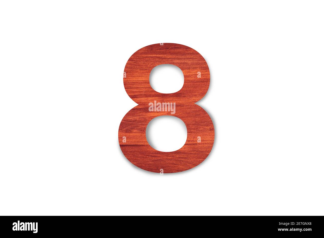 Beautiful Sign number eight material wood isolated on white background ...