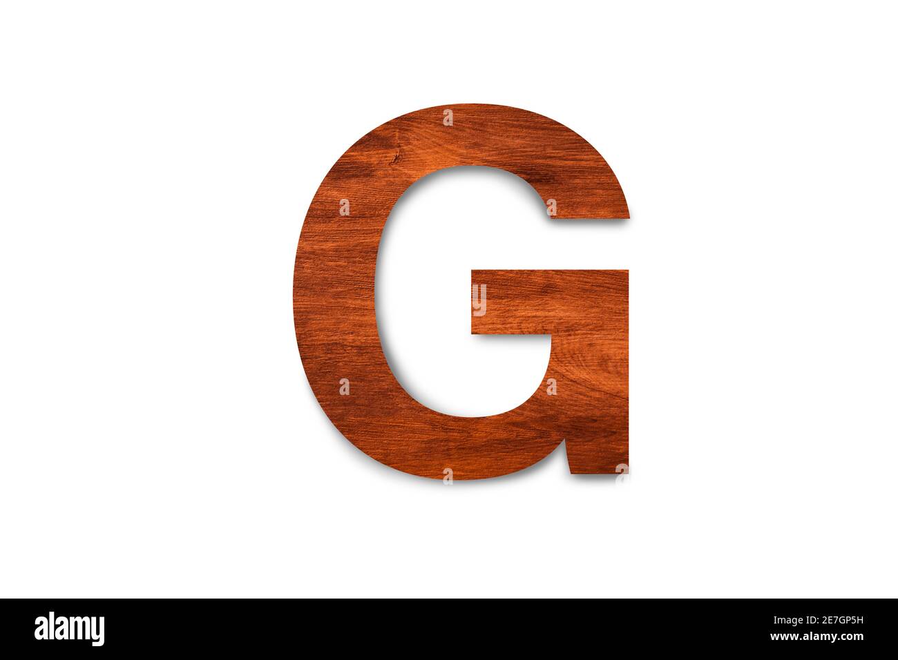 Modern wooden alphabet letter G isolated on white background with ...