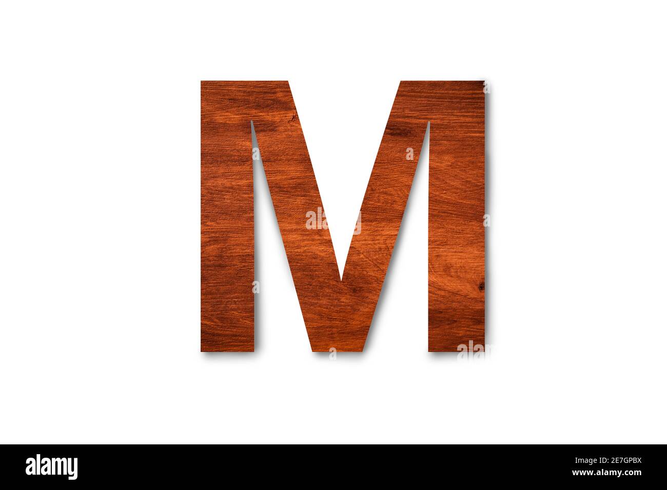 Modern wooden alphabet letter M isolated on white background with ...