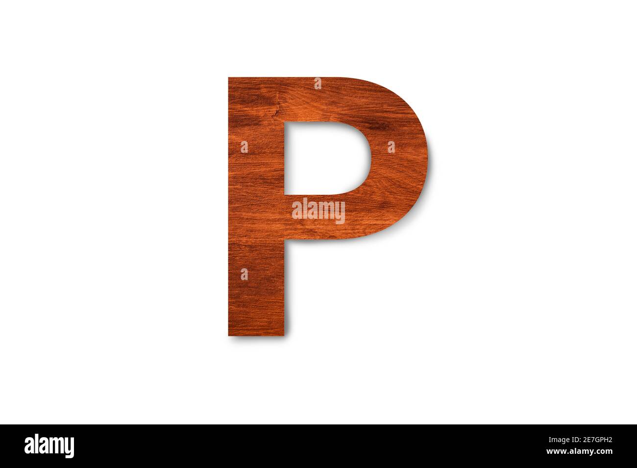 Modern wooden alphabet letter P isolated on white background with ...