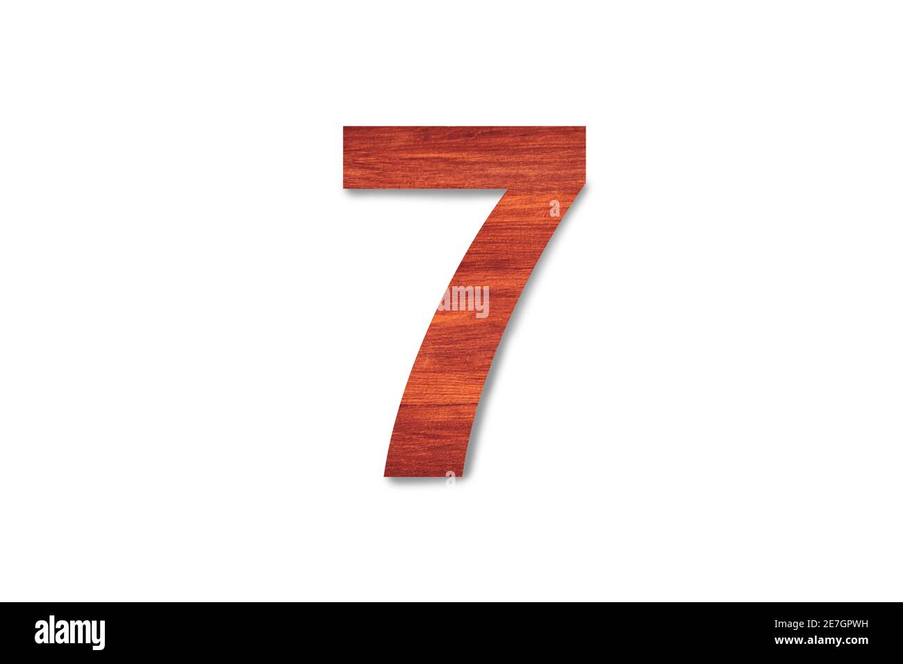 Beautiful Sign number seven material wood isolated on white background ...