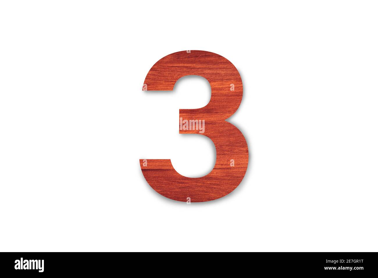 Beautiful Sign number three material wood isolated on white background ...