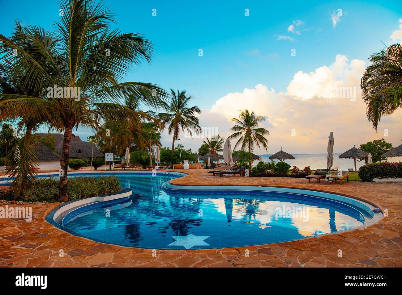 Exotic tropical morning lanscape with amazing clouds Stock Photo - Alamy