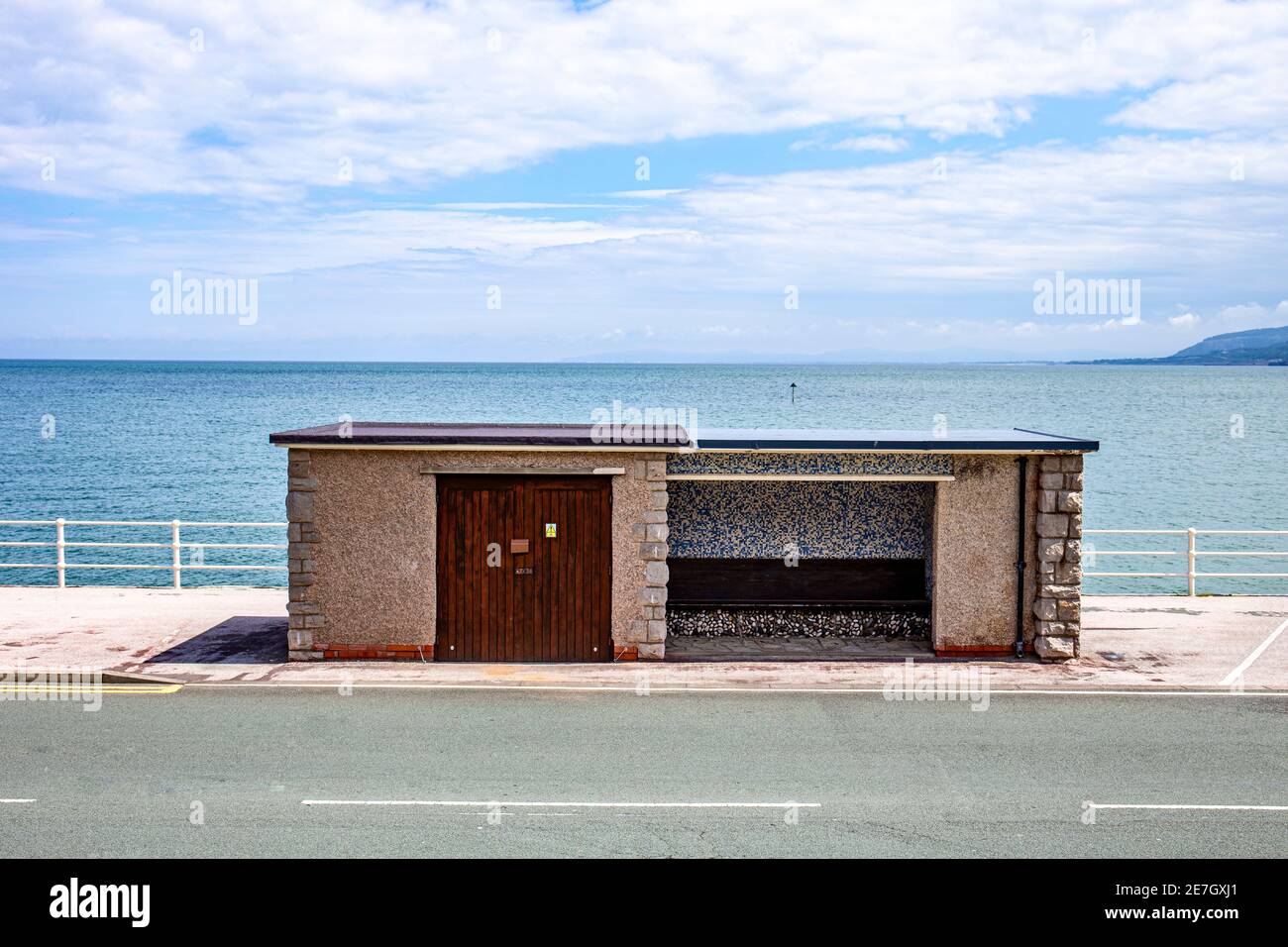 Seaside shelter on the promenade in Rhos on Sea, Wales UK Stock Photo ...