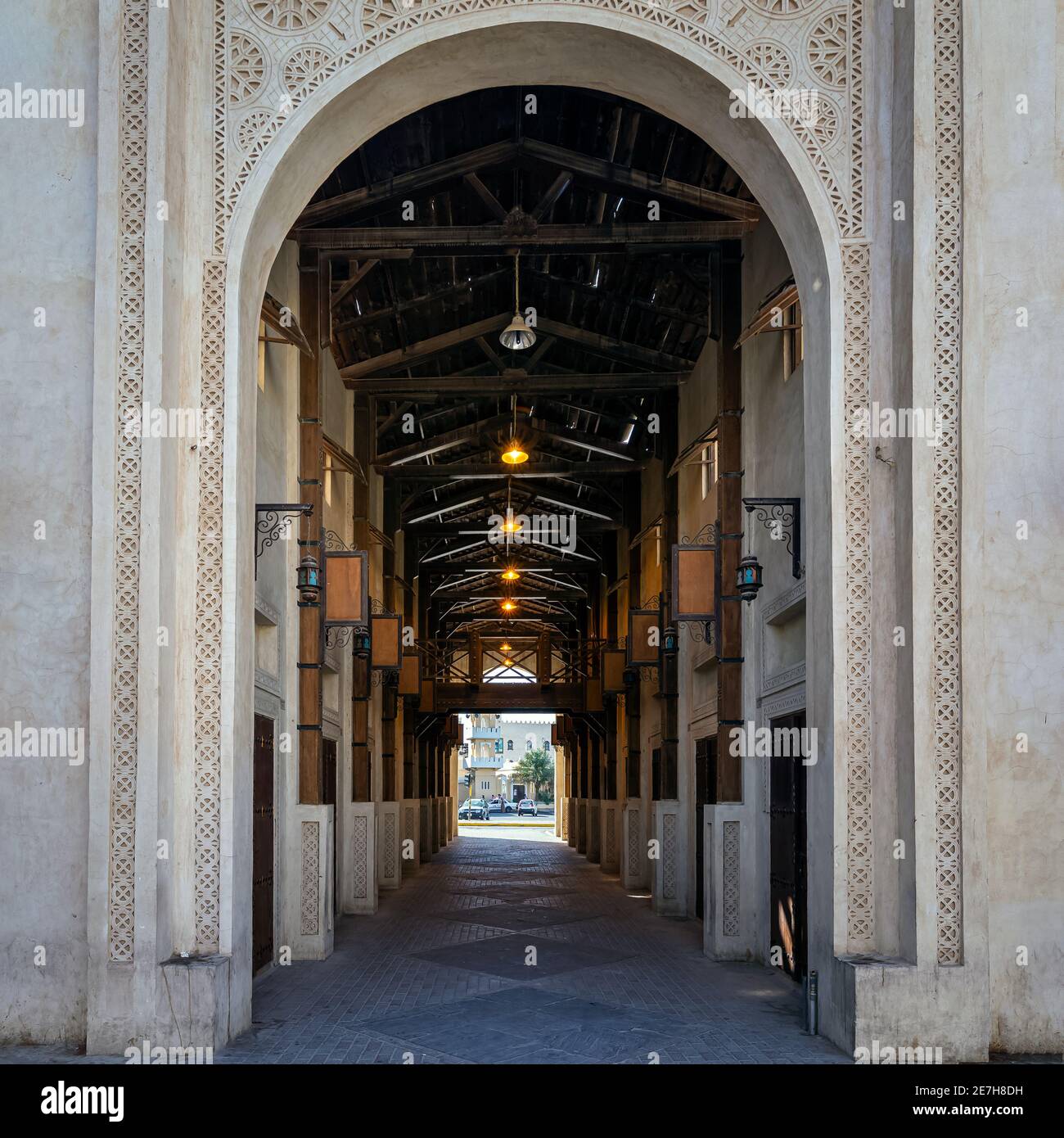Al Hasa Traditional Souq Market Saudi Arabia inside wide angle view.Al ...