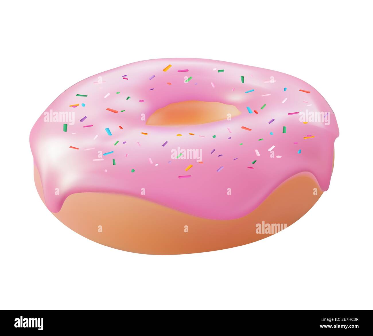 Realistic 3d sweet tasty donut with pink strawberry icing. Vector illustration Stock Vector ...